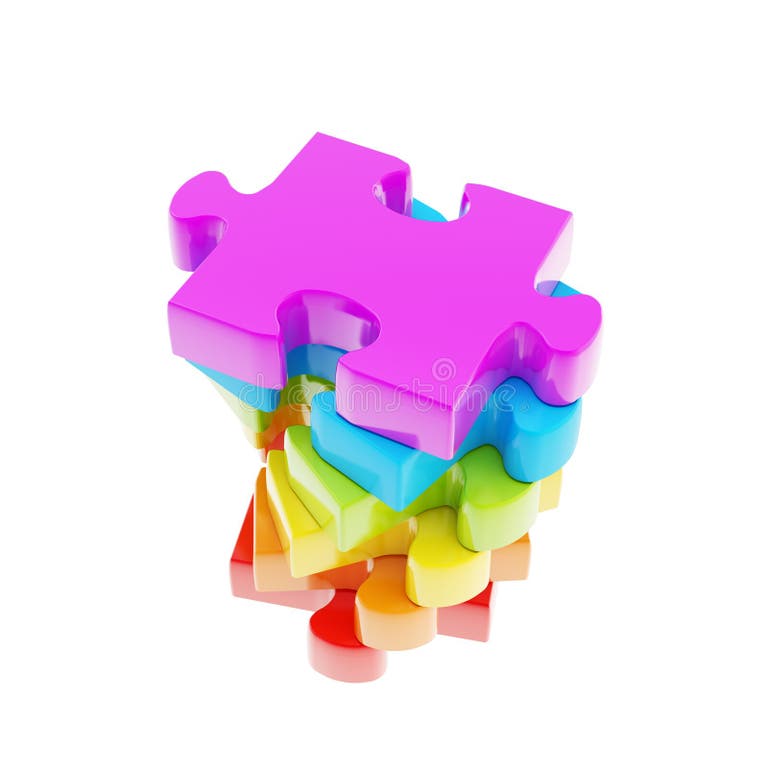 Stack of Puzzle Jigsaw Glossy Pieces Isolated Stock Illustration ...
