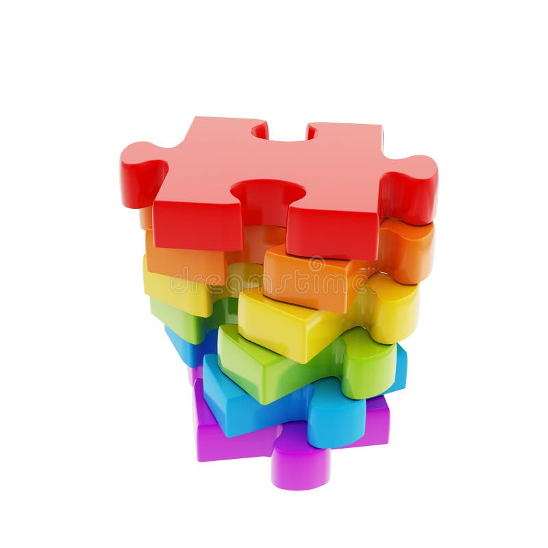 Stack of Puzzle Jigsaw Glossy Pieces Isolated Stock Illustration ...