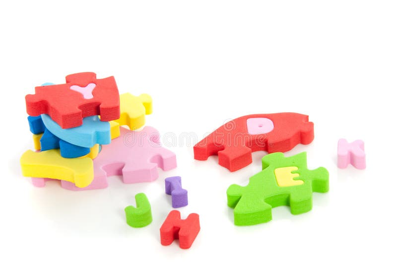 Stack of puzzle pieces stock photo. Image of letters - 15194972