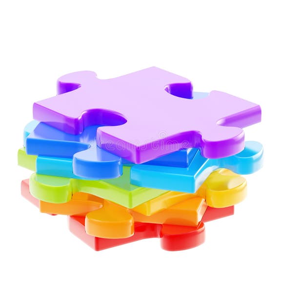 Stack of a Puzzle Pieces Isolated Stock Illustration - Illustration of ...