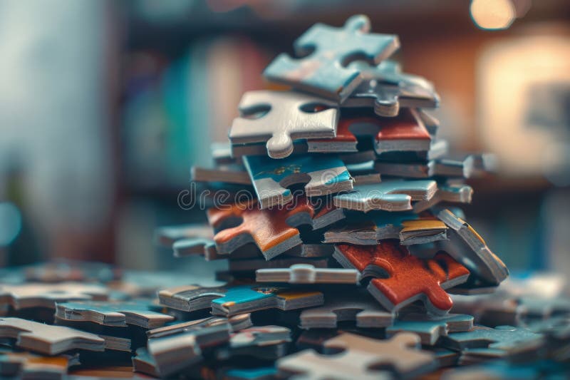 Incomplete Puzzle Pieces Stack Stock Illustration Illustration Of Problem Entertainment