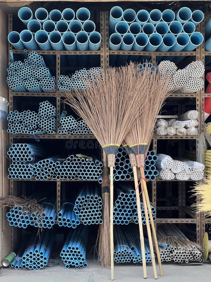 Stack of Pvc Pipes and Concrete Material for Construction Stock Photo ...