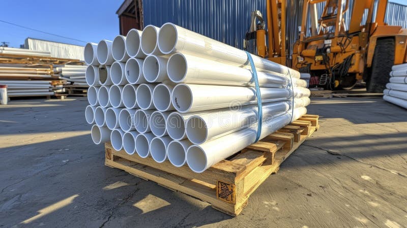 Stacked Pvc Pipes in Varying Sizes at Construction Site Industrial ...