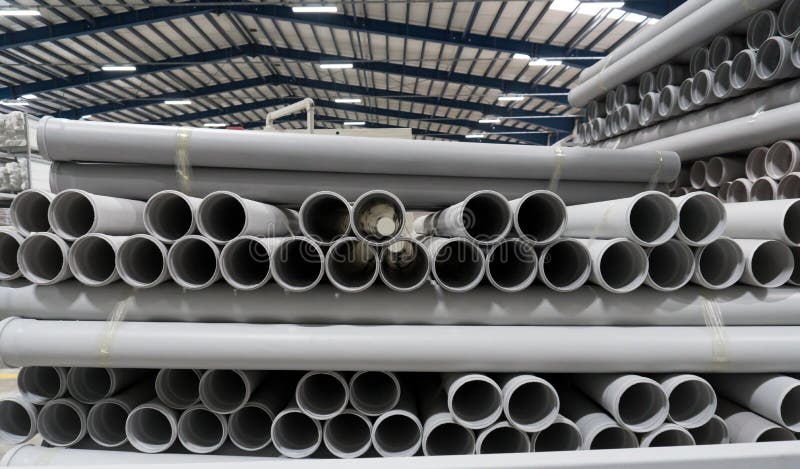 Stack of PVC Pipes Inside a Factory. Stock Image - Image of plumber ...