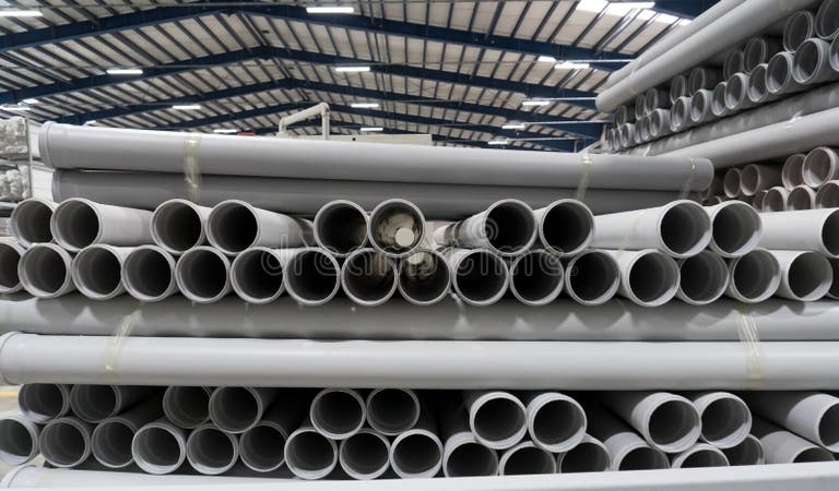 Stack of PVC Pipes Inside a Factory. Stock Image - Image of plumber ...