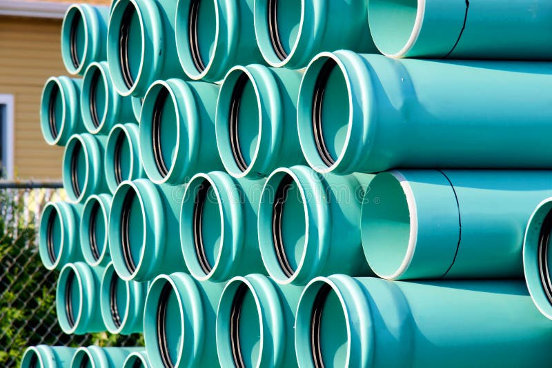 Blue PVC Plastic Pipes and Fittings Used for Underground Water Supply ...