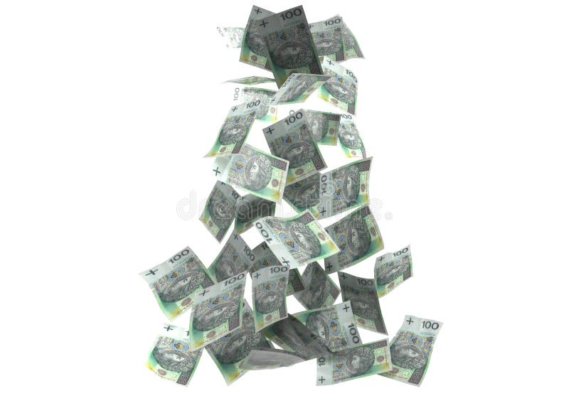 Stack Pyramid Polish 100 Zloty Banknotes Isolated on White Background ...