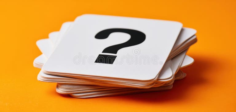 The Stack of Question Mark Cards on a Vibrant Orange Background AI ...