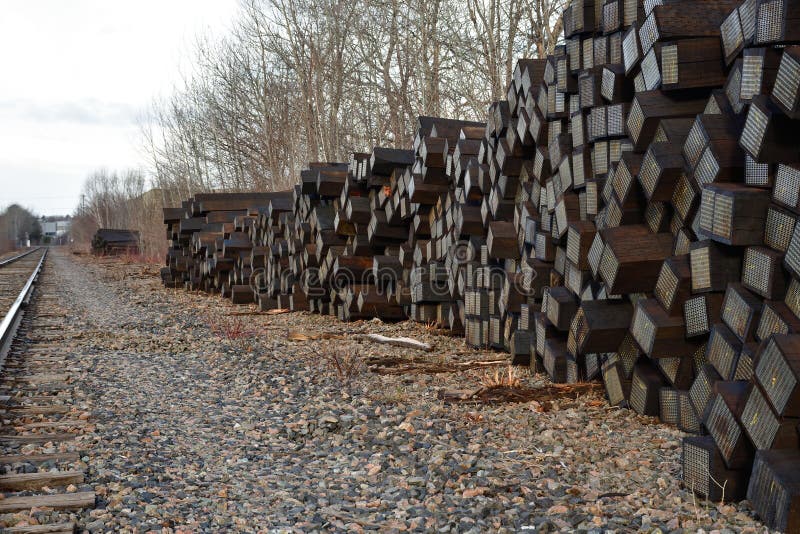 Stack of Railroad Wood Ties Stock Photo - Image of stack, transport ...