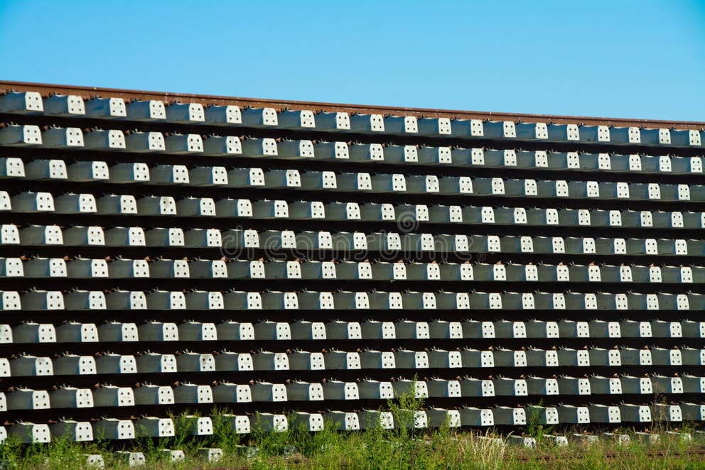 Stack of railway sleepers stock image. Image of train - 201017371
