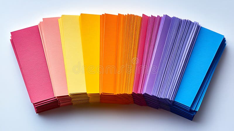 Rainbow Colored Paper Stacks Arranged in an Arc Isolated on White ...