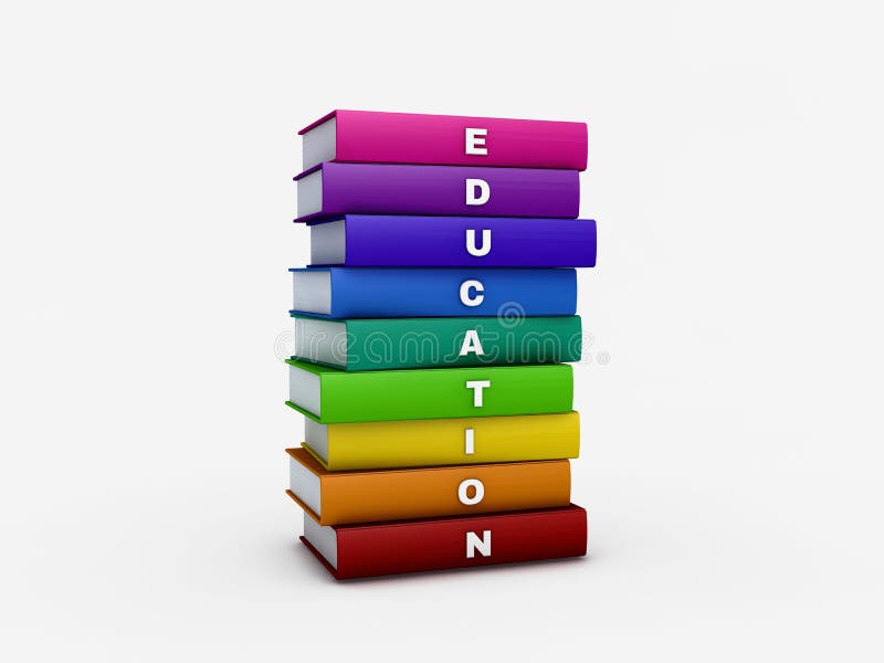 Stack of Rainbow Education Book Isolated on White with Clipping Stock ...