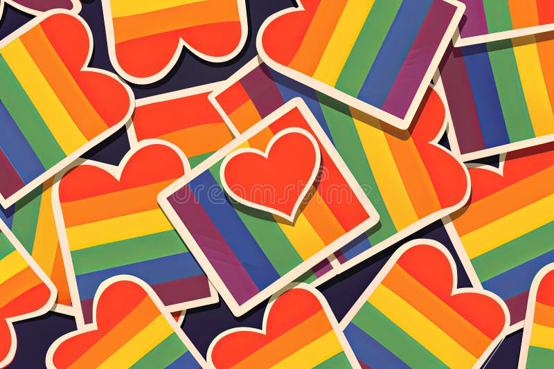 A Stack of Rainbow Hearts Stickers Layered on Top of Each Other in a ...