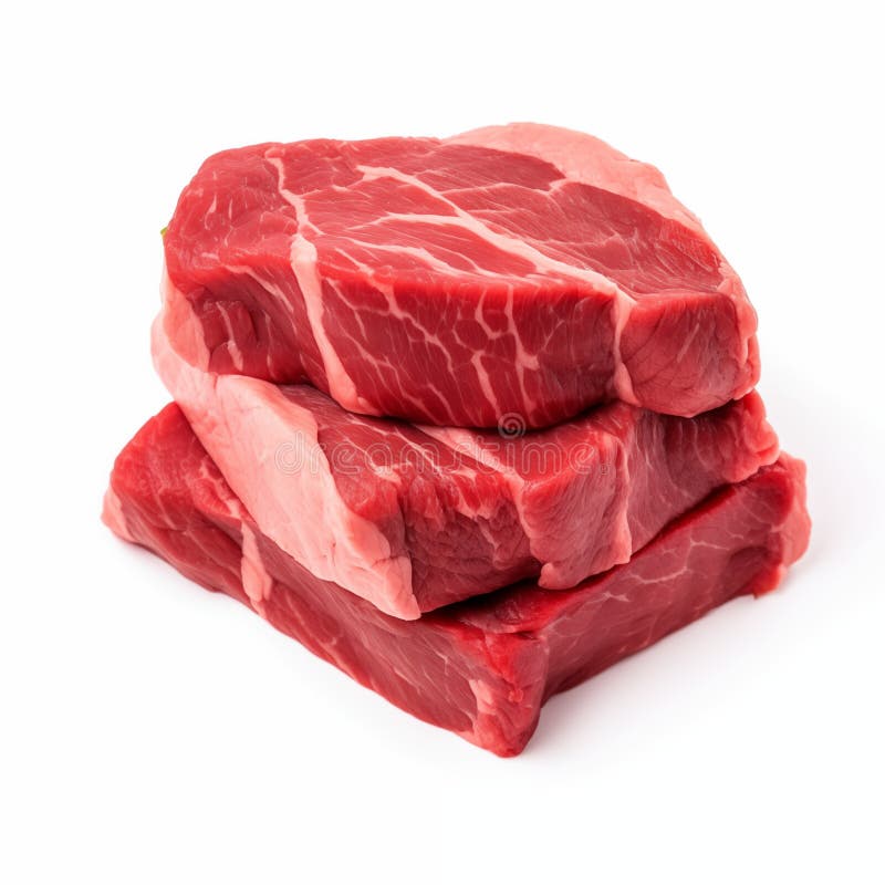 Stack of Raw Beef Steaks on White Background Isolated Stock ...