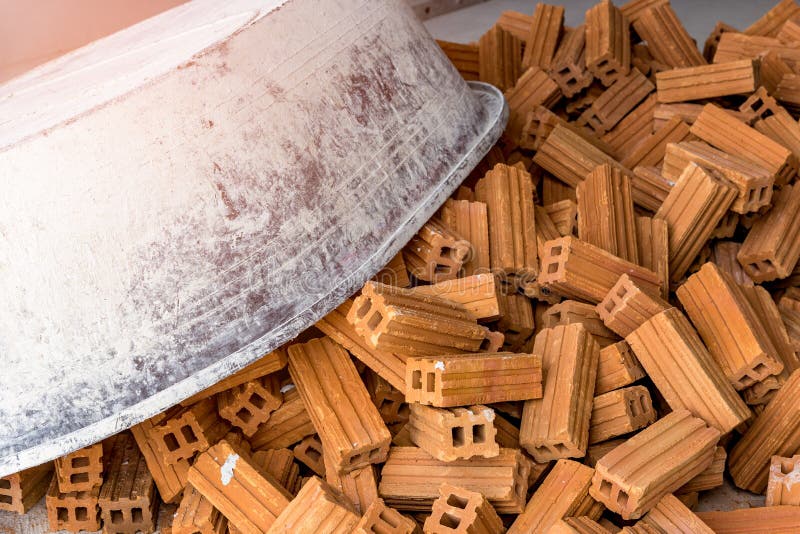 Stack of raw bricks stock photo. Image of stacked, bricks - 89142322