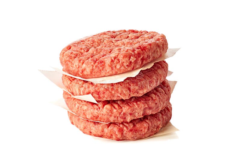 Stack of Raw Burger Patties on White Background Stock Photo - Image of ...