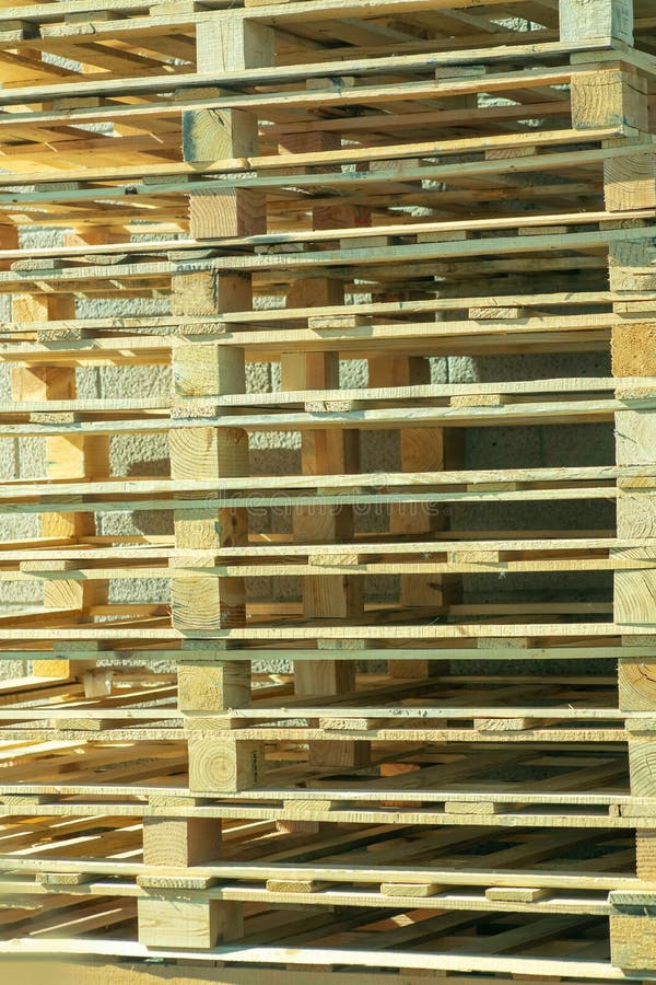 Stack of Raw Construction or Industrial Warehouse Pallets Used To ...