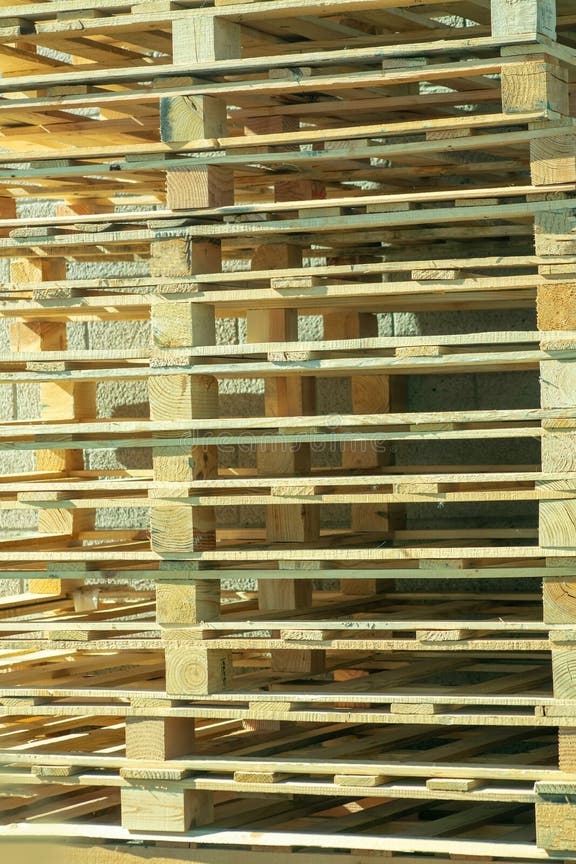 Stack of Raw Construction or Industrial Warehouse Pallets Used To ...
