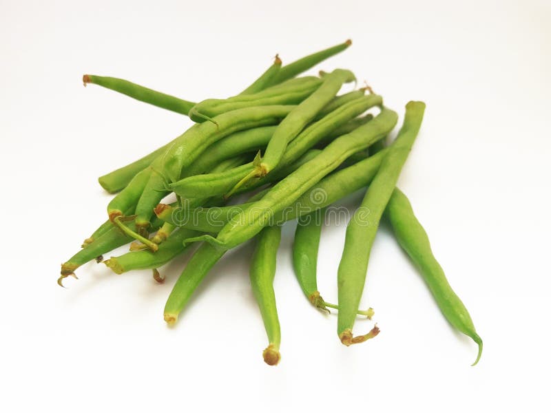 Stack Raw Green Beans Vegetables Isolated on White Background Stock ...