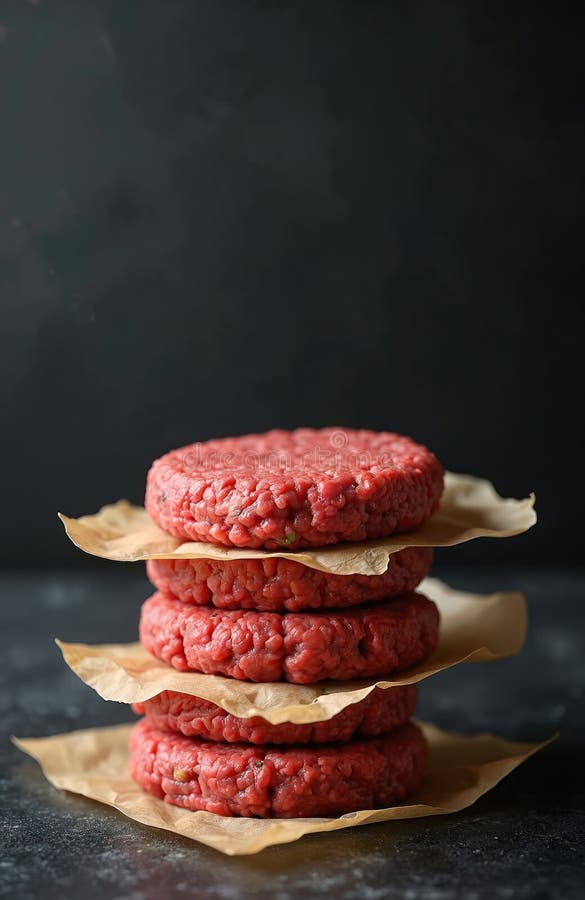 Stack of Raw Ground Beef Burger Patties Separated Parchment Paper ...