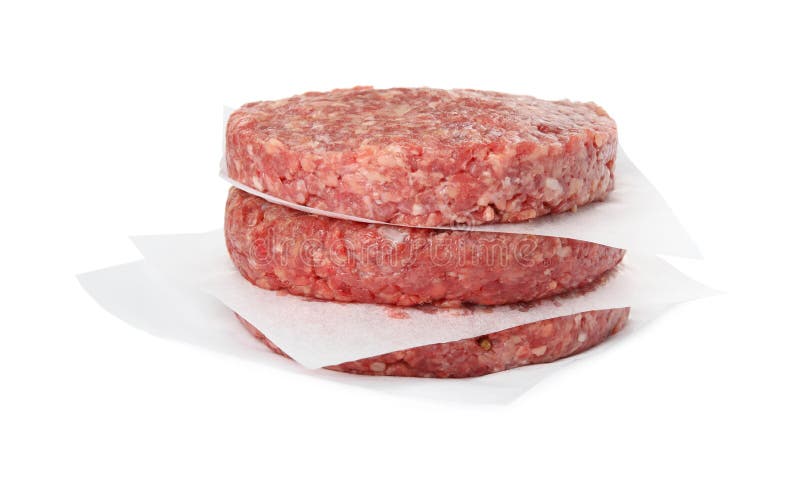 Stack of Raw Hamburger Patties on White Background Stock Image - Image ...