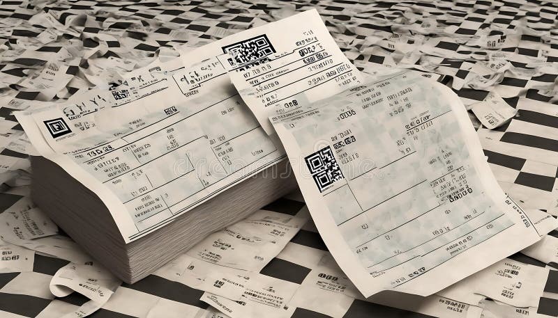 Stack of Receipts on Checkered Surface Representing Financial ...