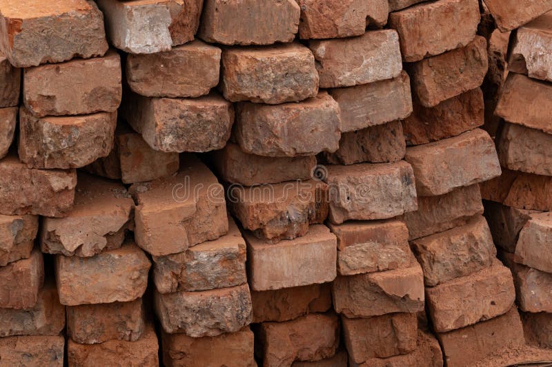 Stack of Reclaimed Bricks Prepared for Construction Work. the Concept ...