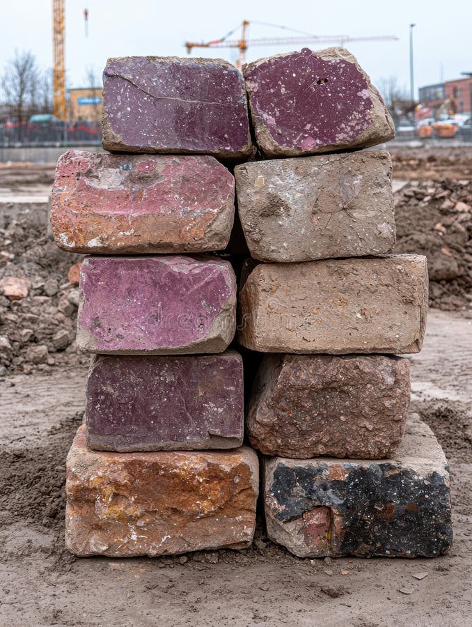 Stack of Reclaimed Building Blocks at a Construction Site Stock ...