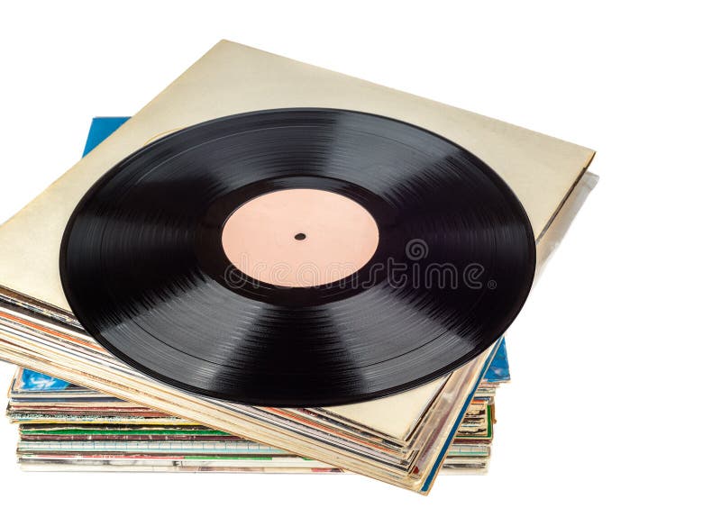 Stack of Records in a Package and One Disc on Top of the Stack. Stock ...
