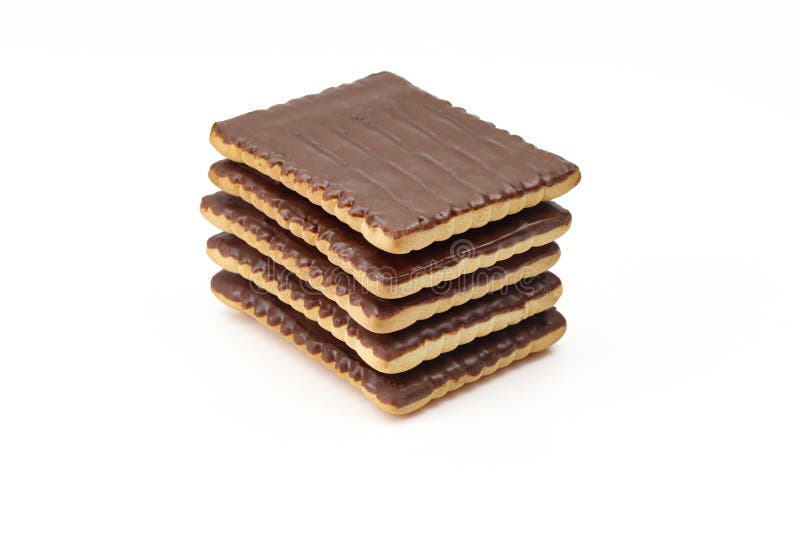 Stack of Rectangle Shape Chocolate Covered Biscuits Isolated on White ...