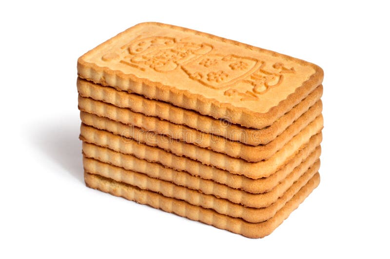 Stack of Rectangular Biscuits on White Background. Stock Photo - Image ...