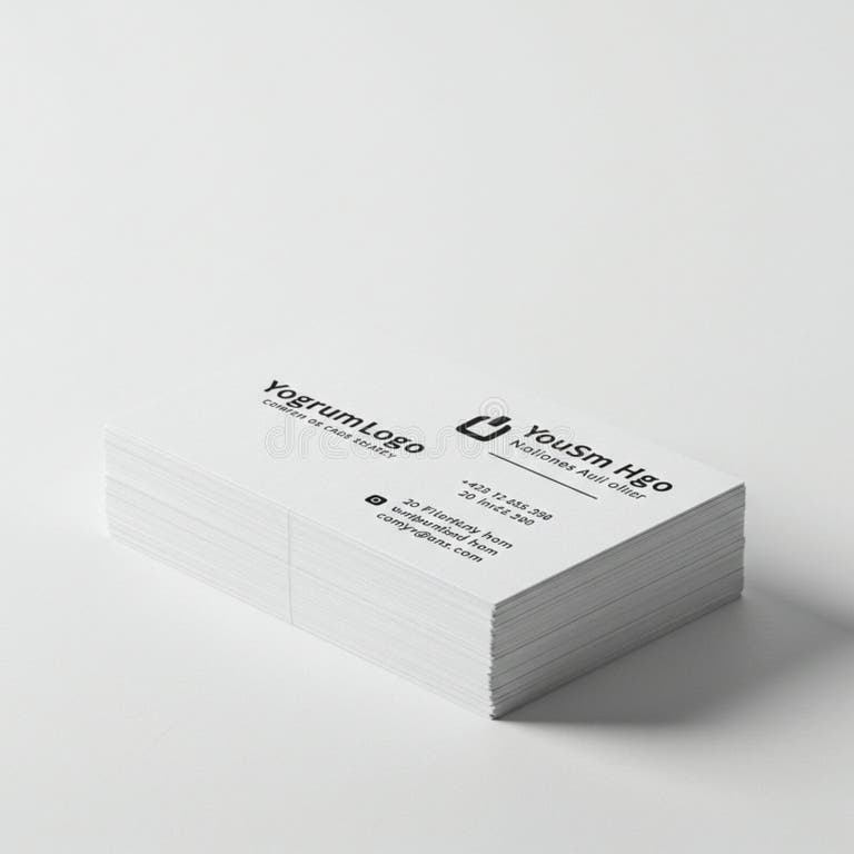 A Stack of Rectangular Business Cards on a Light Surface. the Top Card ...