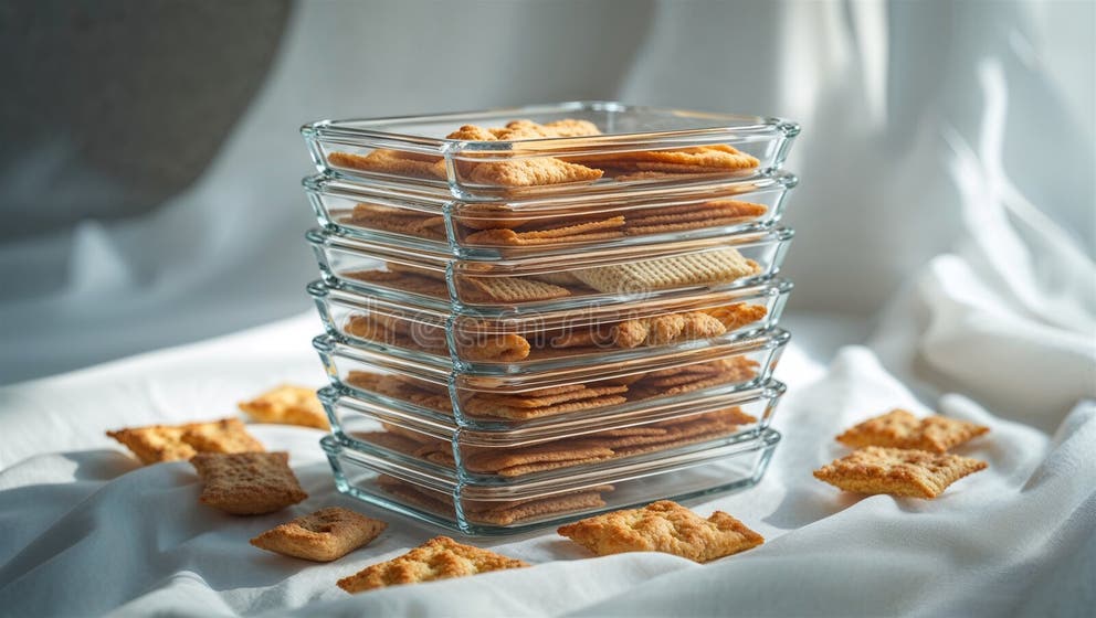 Photorealistic Image of a Glass Snack Stack Container in a Modern ...