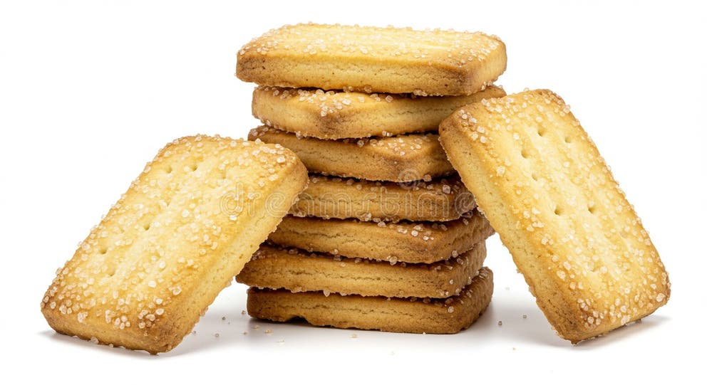 A Stack of Rectangular, Golden-brown Biscuits with a Light Sugar ...