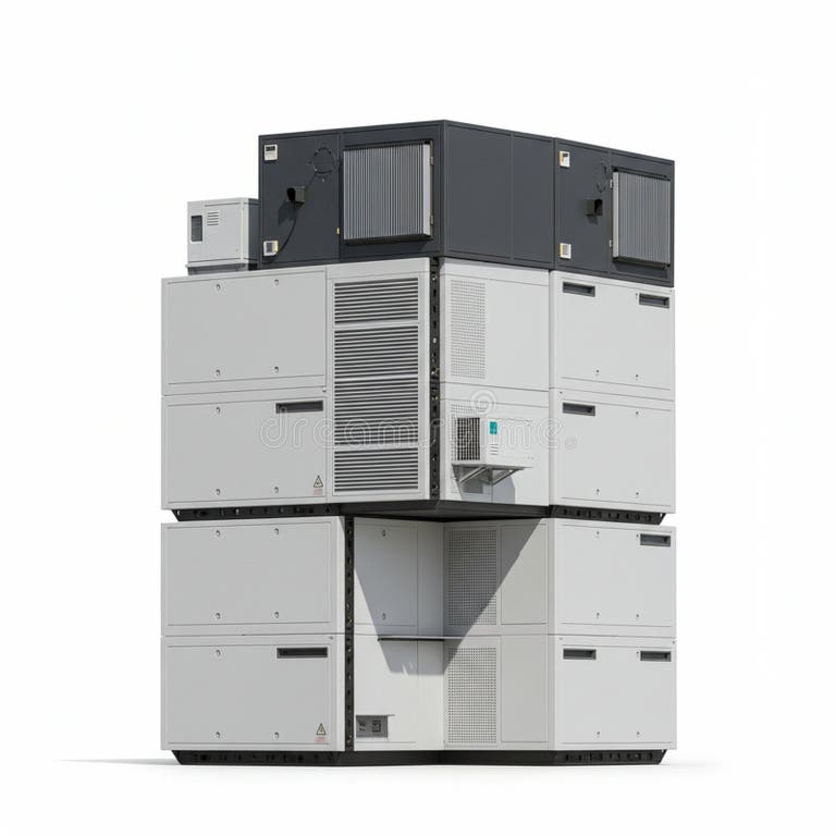 A Stack of Rectangular HVAC Units with a Modular Design, Featuring ...