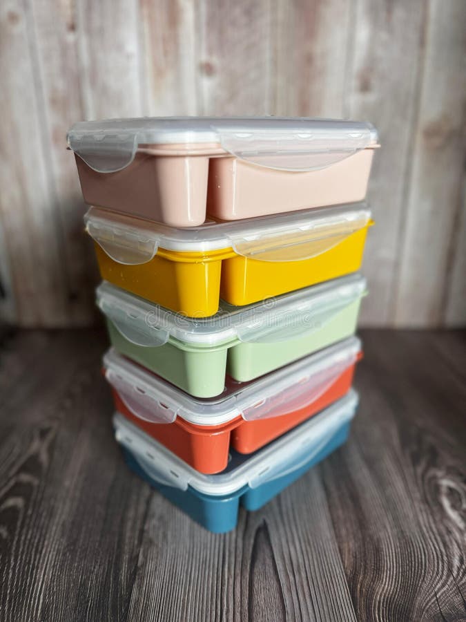 Colorful Stack of Lunch Boxes Stock Image - Image of highlighting, hand ...