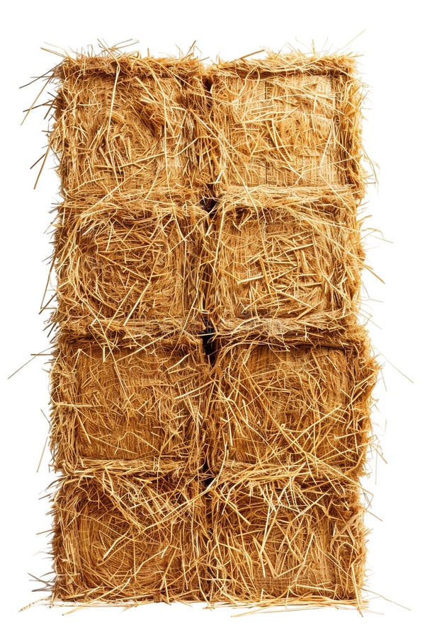 Stack of Rectangular or Square Hay Bales Alone on Transparent ...