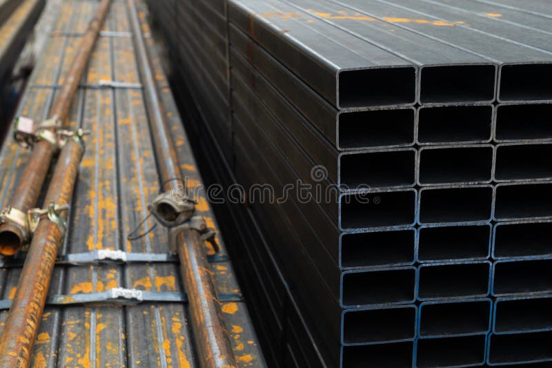 Stack? of? Rectangular Steel Pipes? Stock Image - Image of shape ...