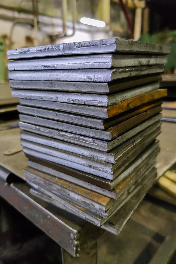 Stack of Rectangular Thick Sheet Steel Card Workpieces, Cut with ...