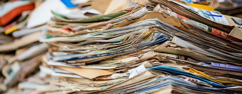 Stack of Recycled Paper and Cardboard Ready for Recycling AI Generated ...