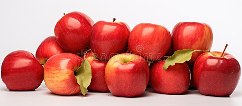Stack of Red Apples, Natural Fruit Produce on White Surface Stock Image ...
