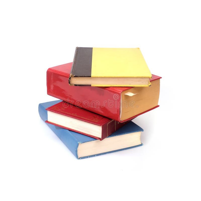 Stack of Red, Blue and Yellow Books Isolated on a White Background ...