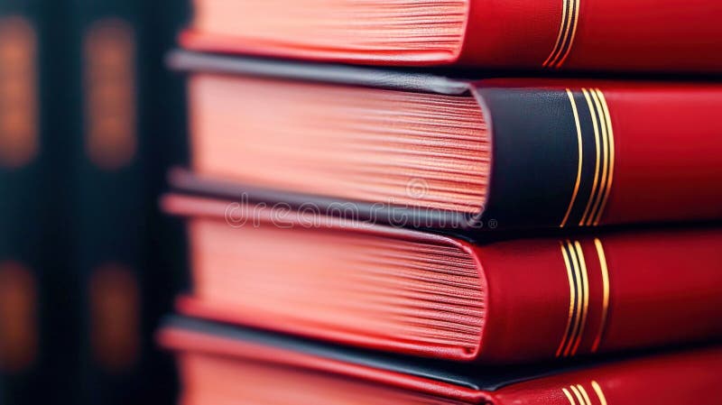 Stack of Red Books with Golden Details Stock Illustration ...
