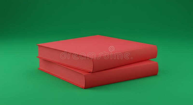 Stack of Red Books on Green Background Stock Illustration ...
