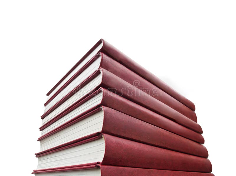 Stack of Red Books on White Background Stock Image - Image of page ...