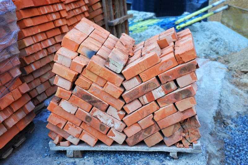 Stack of red brick stock image. Image of pile, brickwork - 161066917
