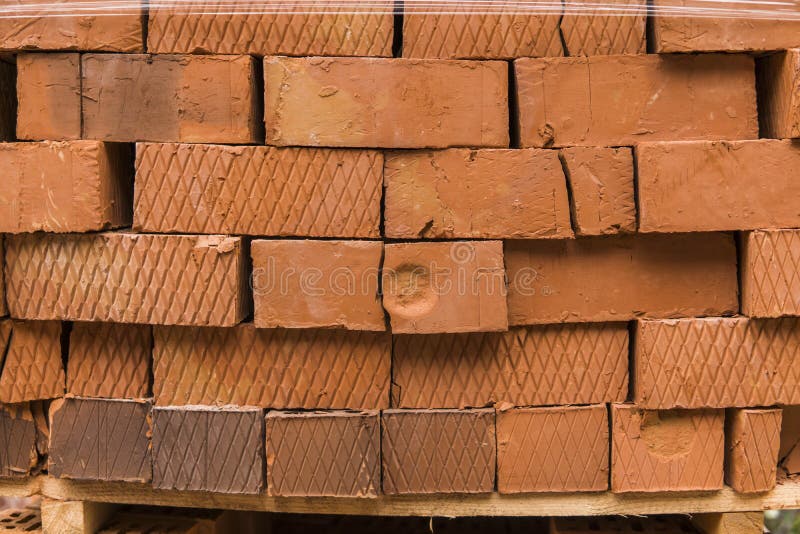 Stack of Red Brick for Construction. Common Quality Building Bricks ...