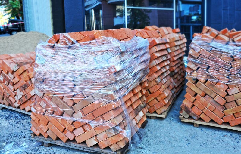 Stack of red brick stock photo. Image of brickwork, industry - 161359468