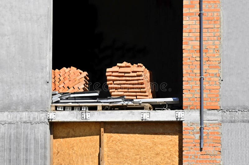 Stack of red brick stock image. Image of clay, orange - 318790867