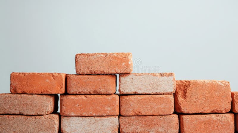 Stack Red Bricks Against Light Background Stock Photos - Free & Royalty ...